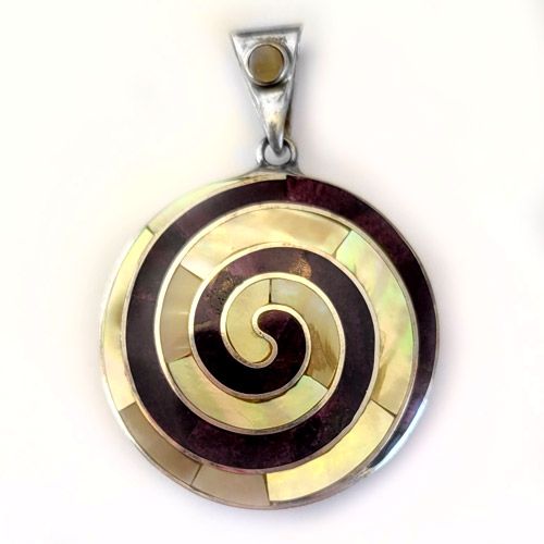 Golden Shell and Purple Spiny Oyster "Pachamama" Pendant
